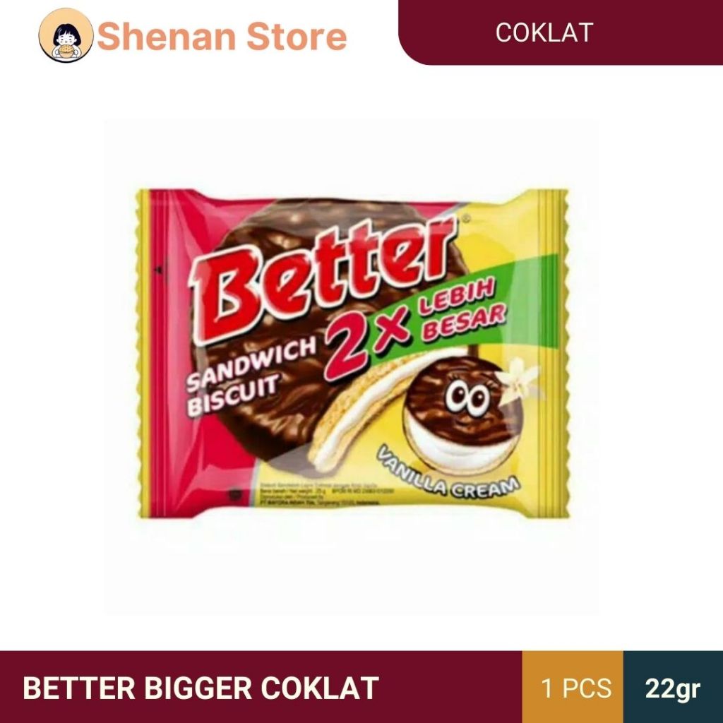 Jual BETTER BIGGER COKLAT ECERAN BIJIAN PCS BISKUIT BALUT COKLAT ...