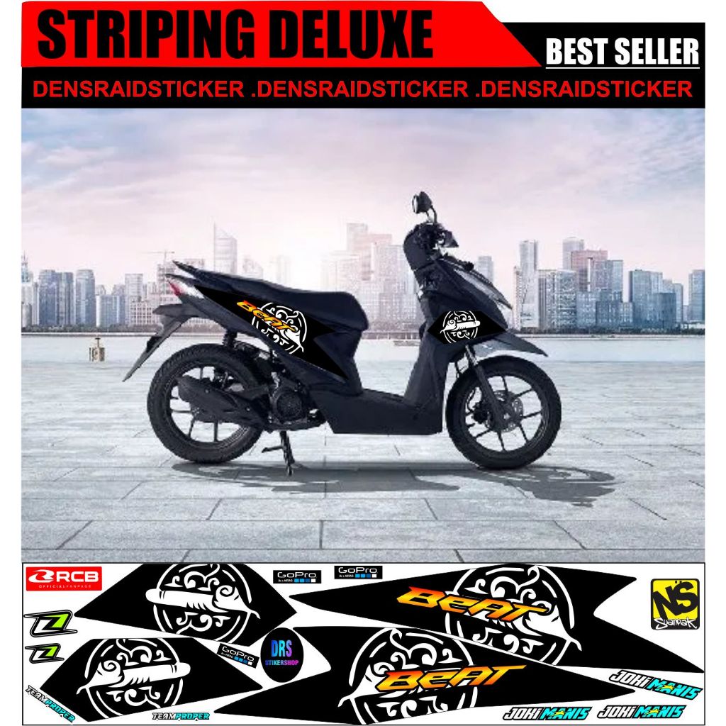 Jual STRIPING STIKER PAREASI HONDA BEAT DELUXE HITAM MOTIP BULAT ...