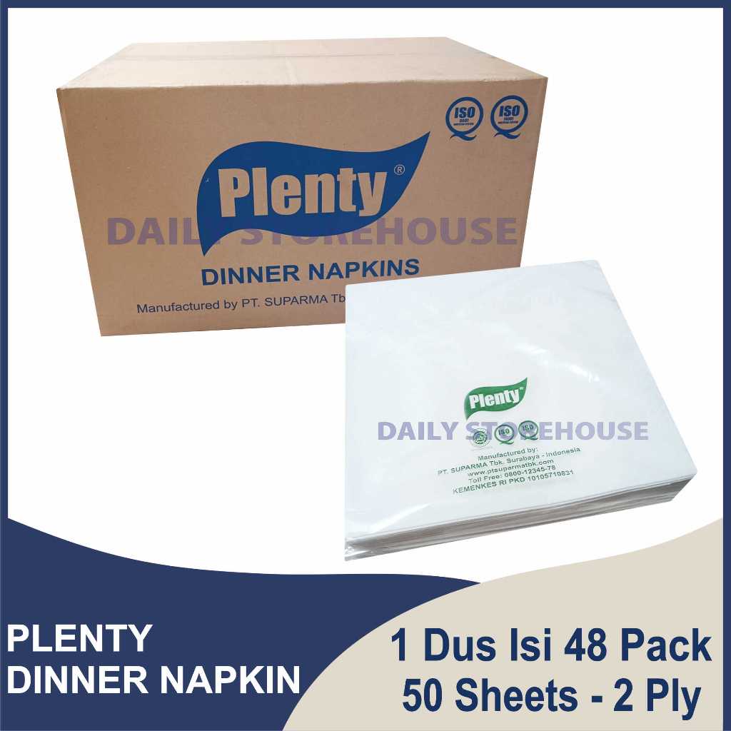 Jual 1 Dus Tissue Plenty Dinner Napkin 50 Sheets 2 Ply Isi 48 Pack Tisu ...