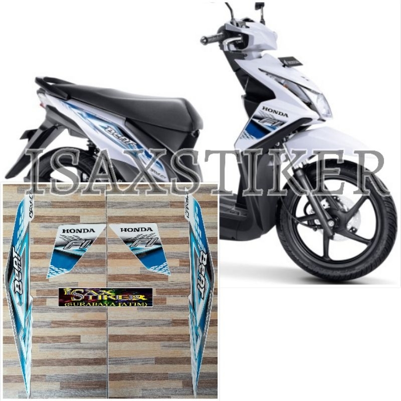Jual striping original Honda Beat FI putih biru tahun 2014 2015 ...