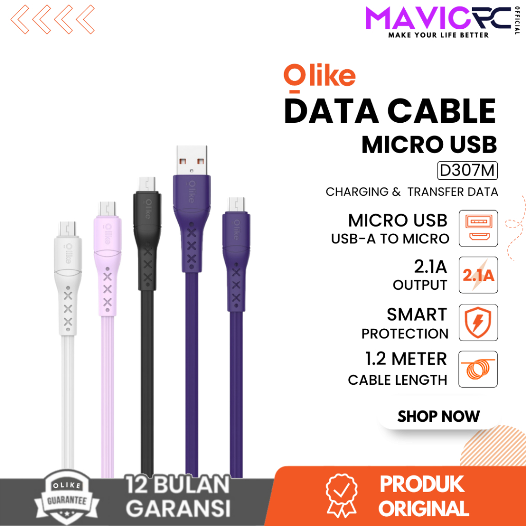 Jual OLIKE D307M Kabel Cable Data Charging Micro USB 2.1A 1.2M Original ...