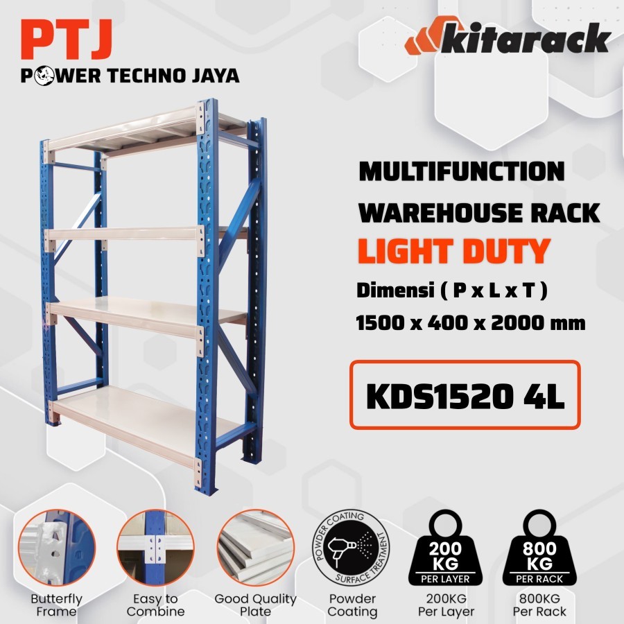 Jual Rak Gudang KITARACK / Rak Besi Warehouse Rack Light Duty Kapasitas ...