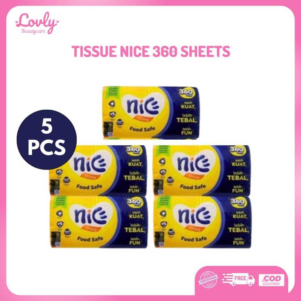 Jual Tissue Tissu Tisu Nice Facial 360 Sheets isi 5 Pack - 2Ply ...
