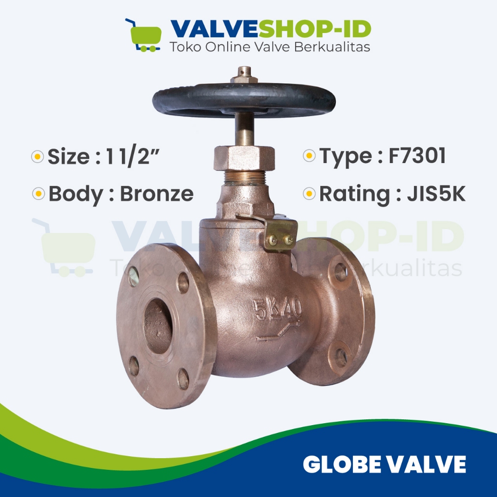 Jual Globe Valve Bronze JIS 5K DN40 1 1/2" Inch / [ F7301 ] Marine ...