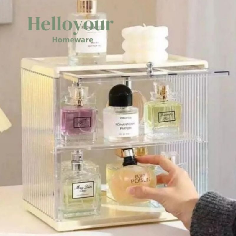Jual Rak Parfum Skincare 2 Tingkat rak Kosmetik Anti Debu Organizer ...
