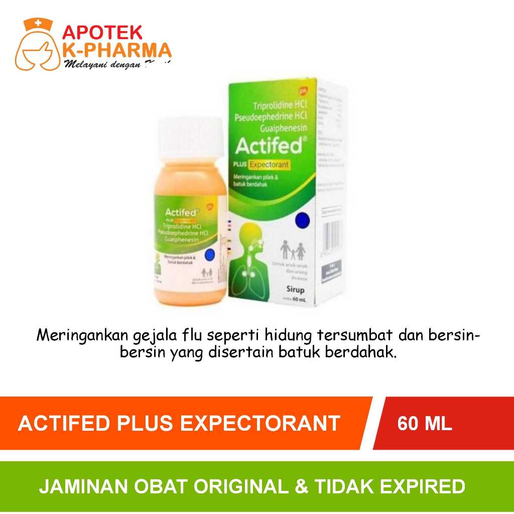 Jual Actifed Plus Expectorant ( Hijau) Sirup Isi 60ml Obat Original ...