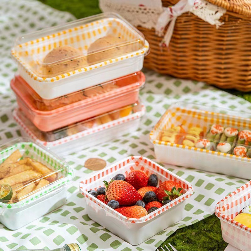 Jual BOX DESSERT KUE MOTIF ukuran 12x12x7 CM KOTAK KOTAK MERAH HIJAU ...