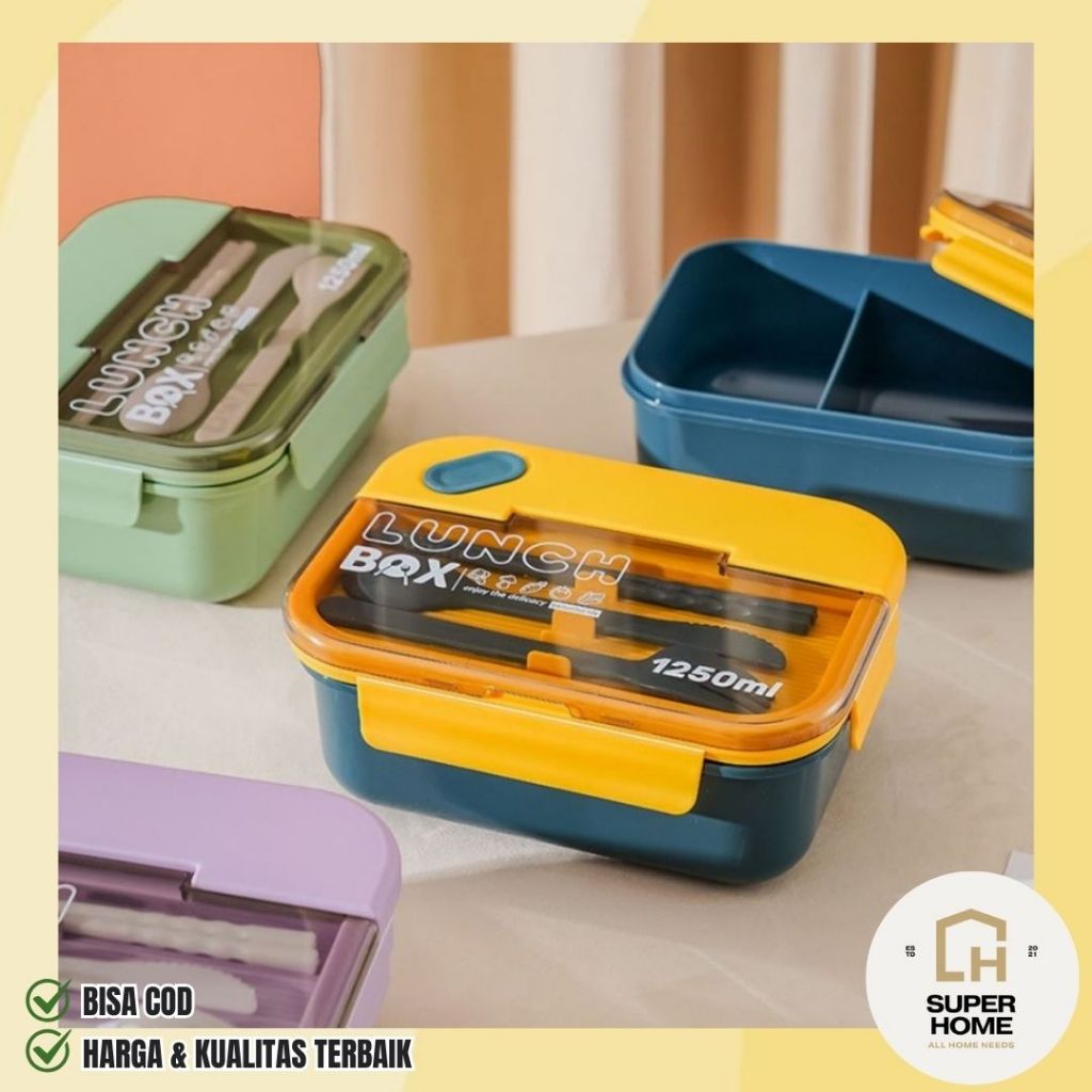 Jual Kotak Makan Bento Anti Tumpah / Kotak Makan Bekal FREE Sendok Garpu Sumpit / Lunch Box Food ...