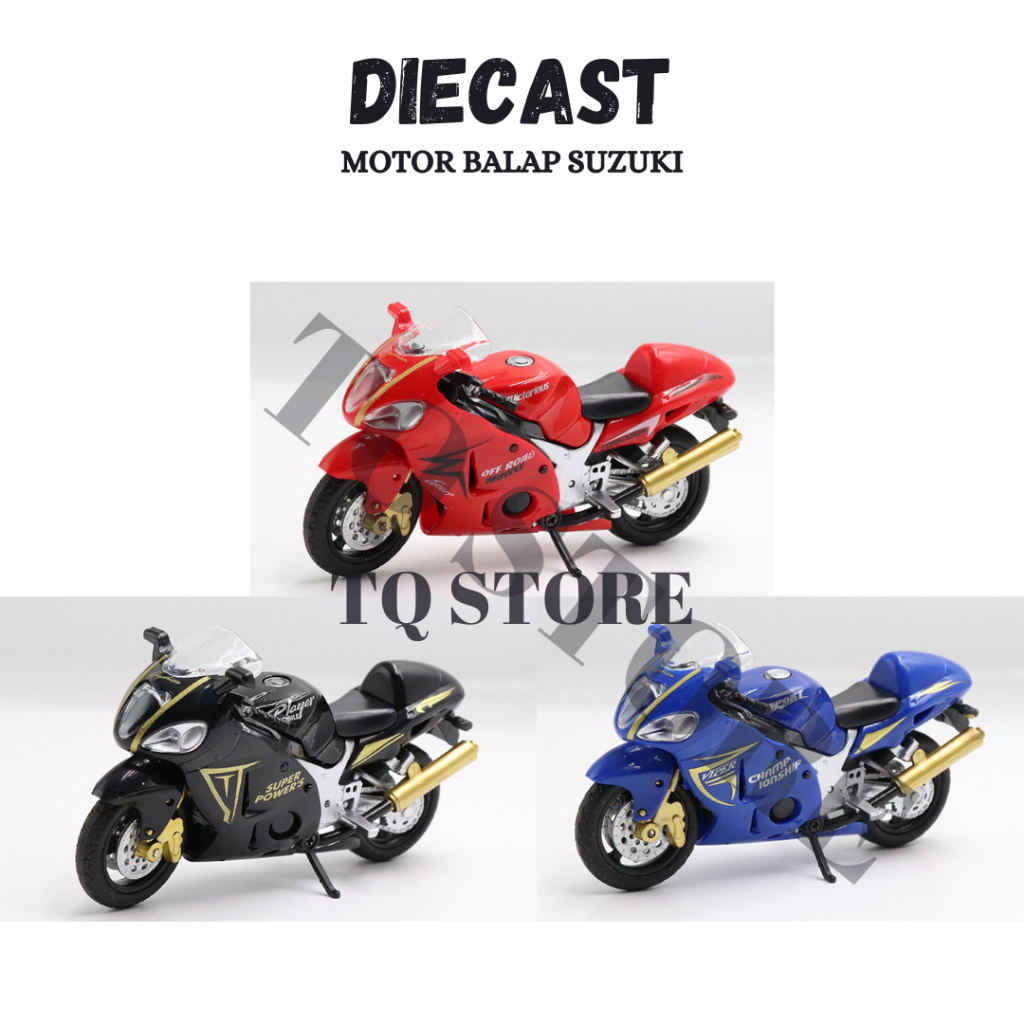 Jual TERMURAH !! DIECAST MOTOR BALAP SUZUKI BIRU MERAH HITAM SKALA 1:18 ...