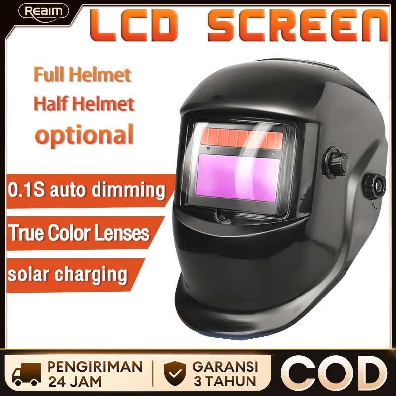 Jual Helm Las Otomatis Auto Darkening Solar Welding Helmet Black Helm ...