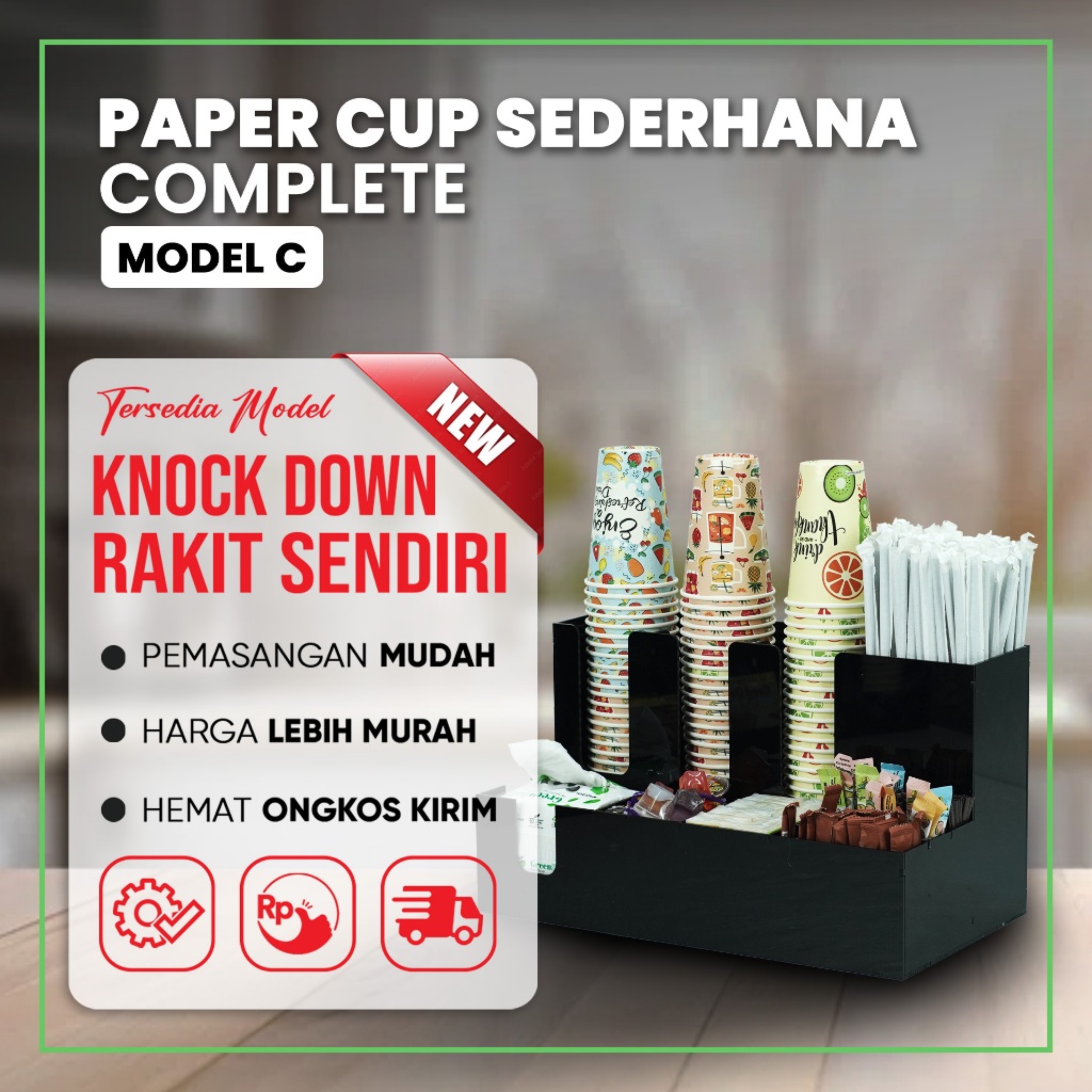 Jual Rak Akrilik Paper Cup Sederhana Complete Model C | Shopee Indonesia