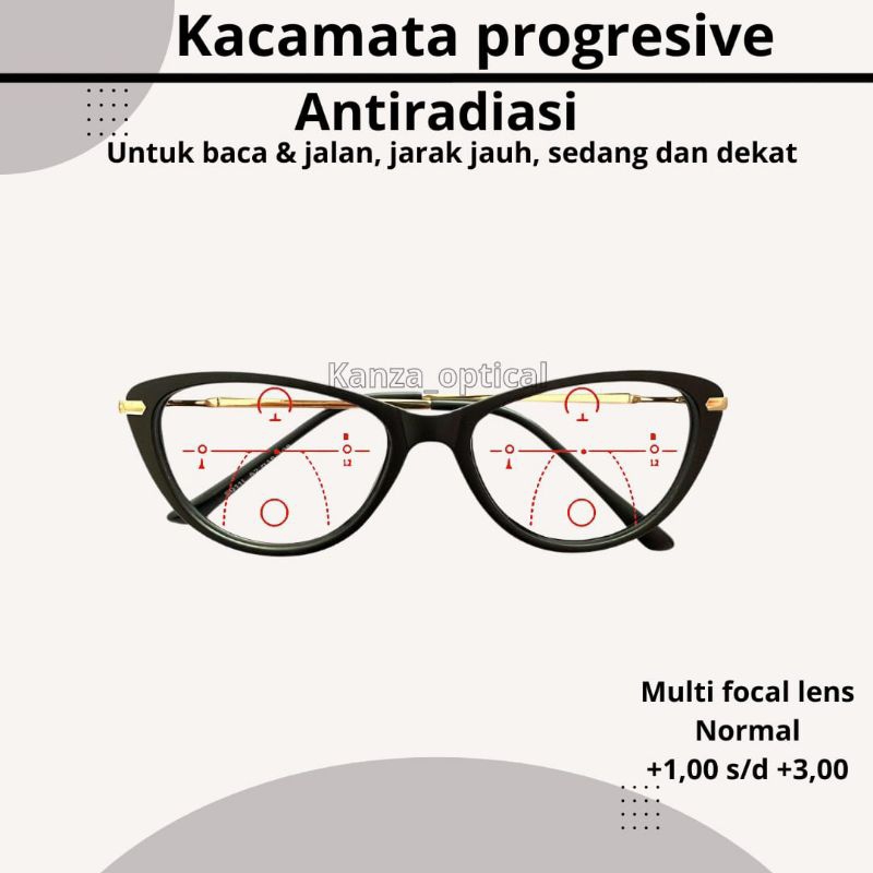 Jual kacamata progresif antiradiasi baca dan jalan wanita kacamata 9011 ...