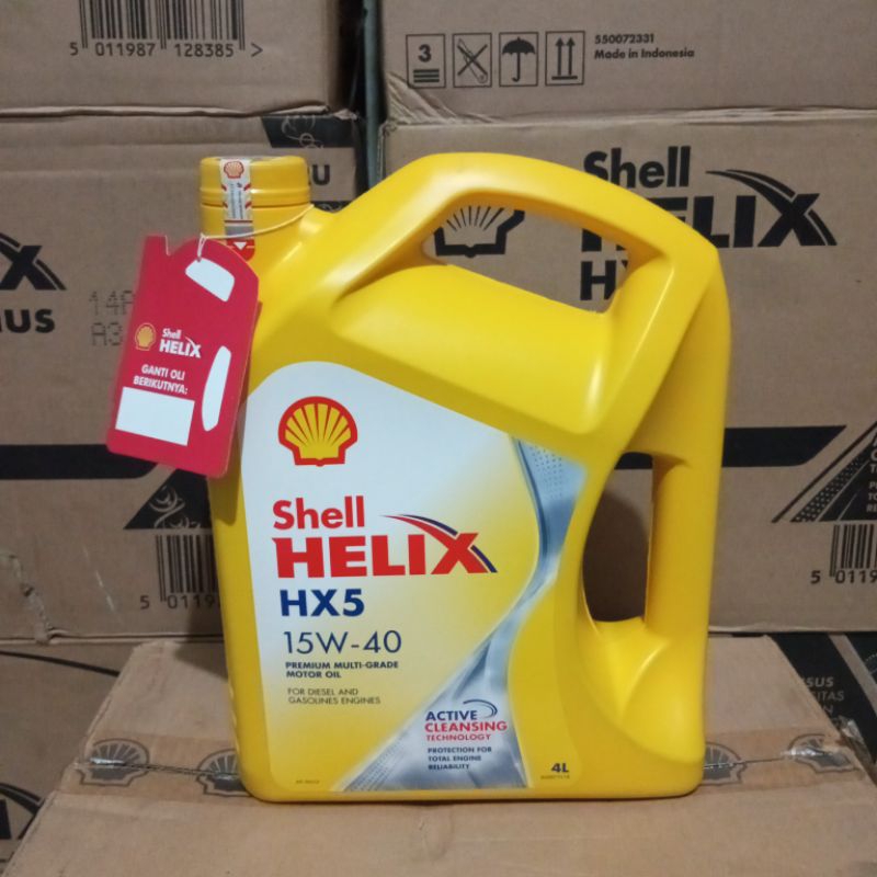 Jual oli mobil, SHELL HELIX HX5 terbaru sae 15w-40 kemasan 4L | Shopee ...