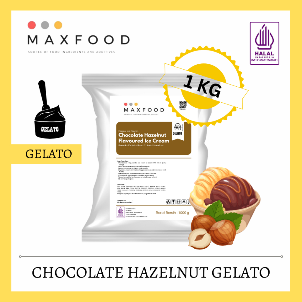 Jual MAXFOOD - Gelato Powder Chocolate Hazelnut / Bubuk Gelato Rasa ...