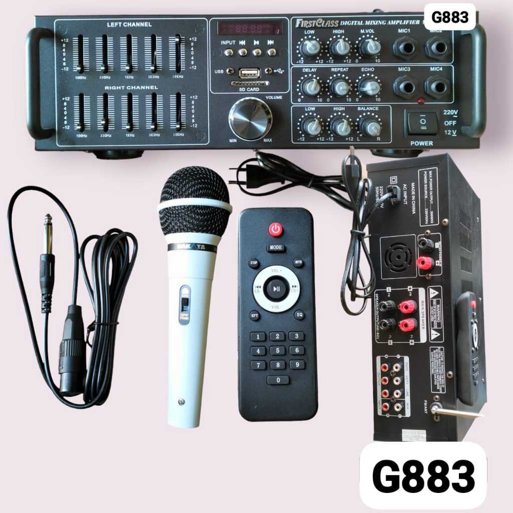 Jual G883 AMPLIFER BONUS MIC MIXER DIGITAL KARAOKE HOME THEATER FIRST CLASS MIXING AMPLI FM ...