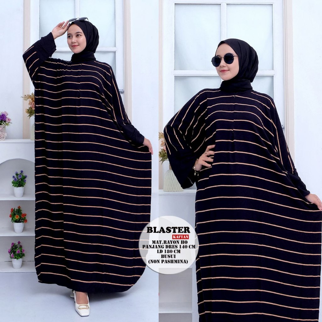 Jual Kaftan Blaster New Motif/Gamis Jumbo Motif Garis Bahan Rayon ...