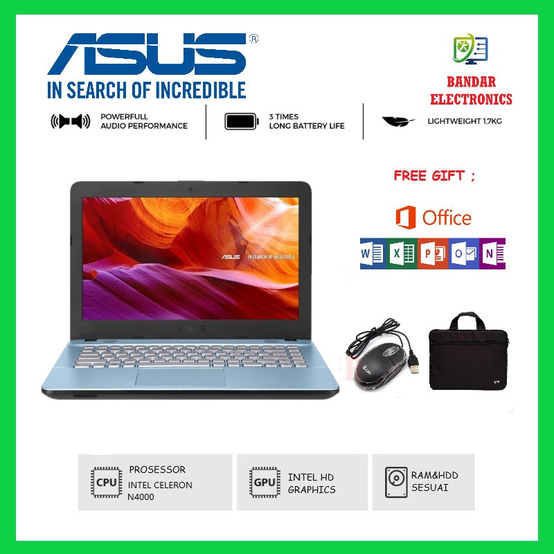 Jual Laptop ASUS X441M 4GB HDD 1TB Windows 10 Termurah - HDD 500GB ...