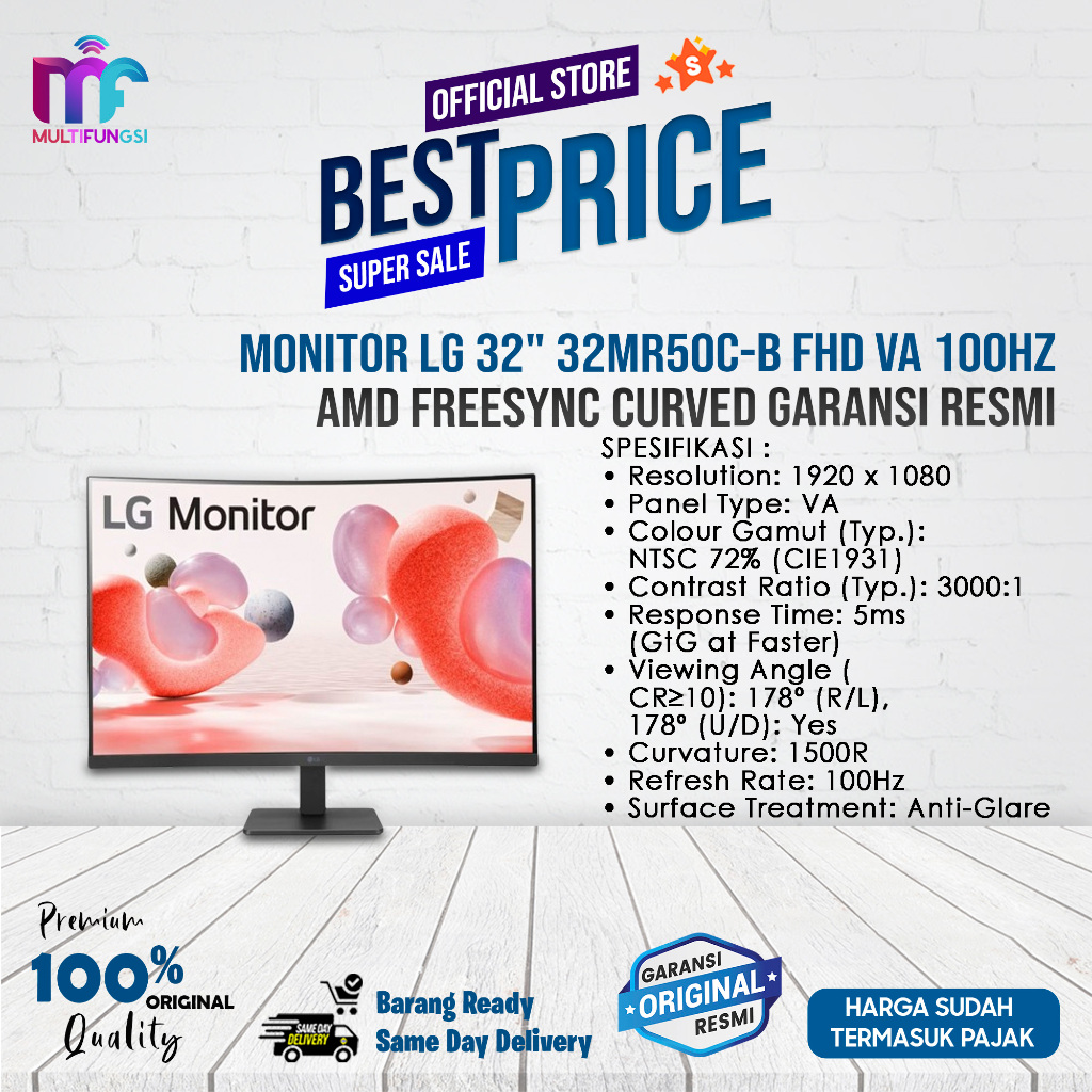 Jual Monitor LG 32" 32MR50C-B FHD VA 100Hz AMD FreeSync Curved Garansi ...