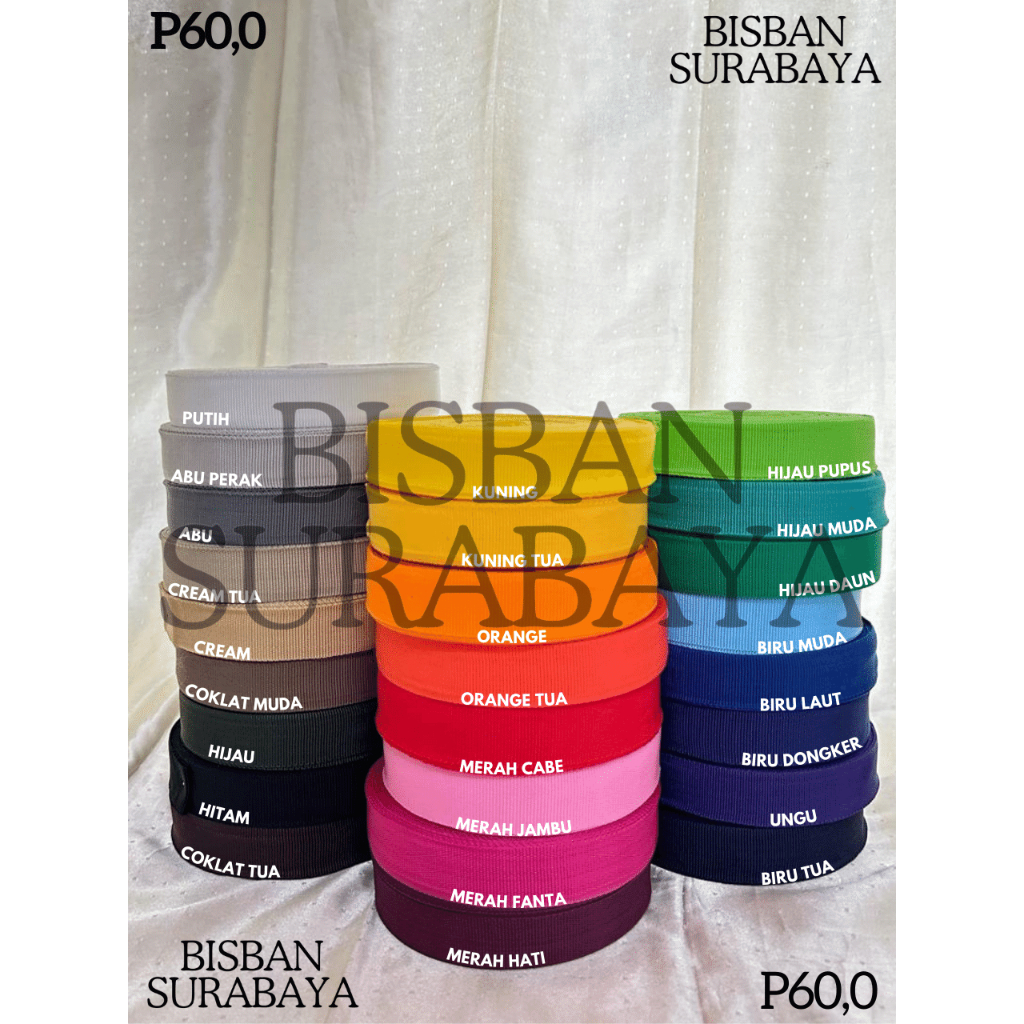 Jual (PER ROLL) WEBBING BISBAN 2,5CM PELIPIT TAS 2,5 CM (22YARD ...