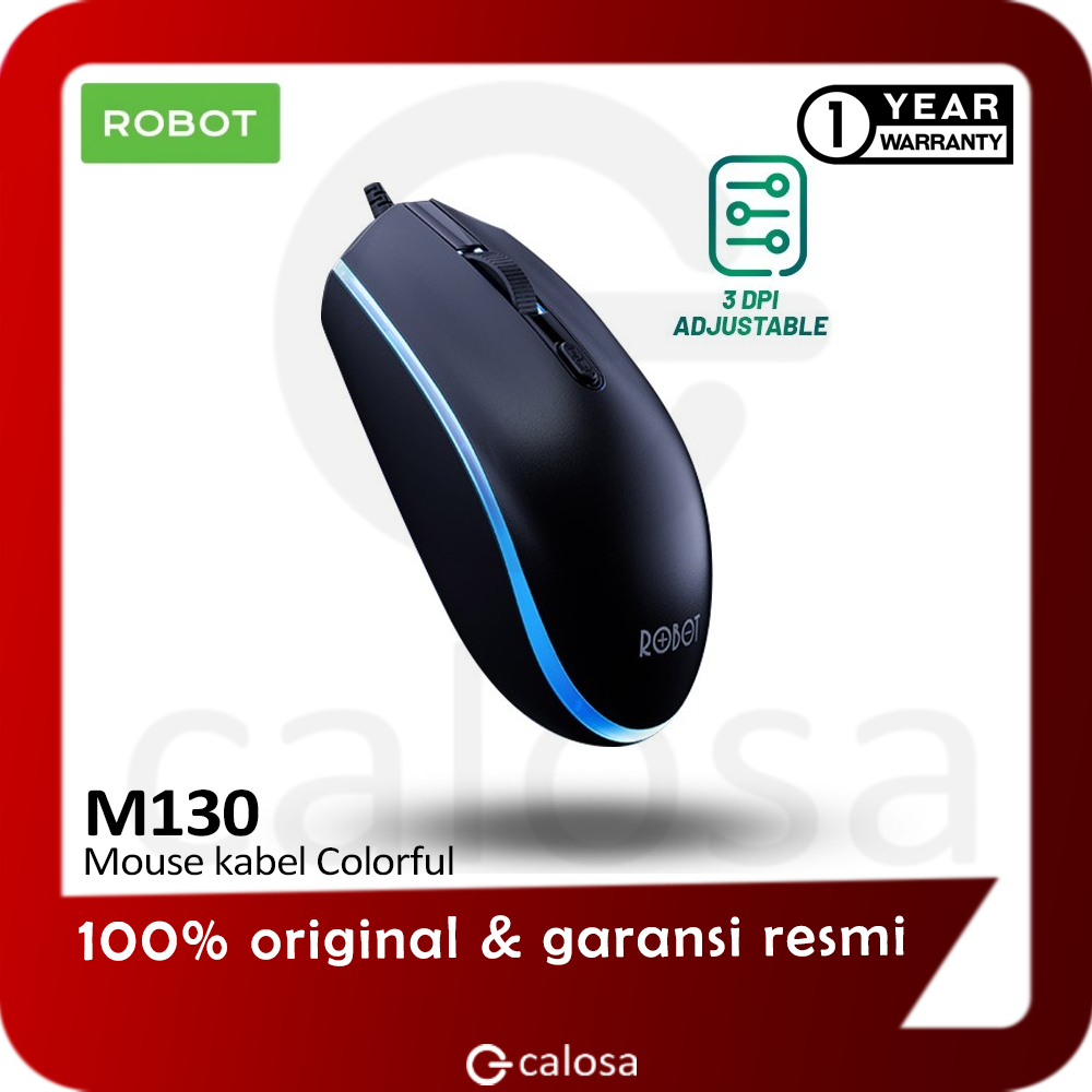 Jual Mouse ROBOT M130 Wired kabel Colorful LED 3 Kecepatan DPI ...