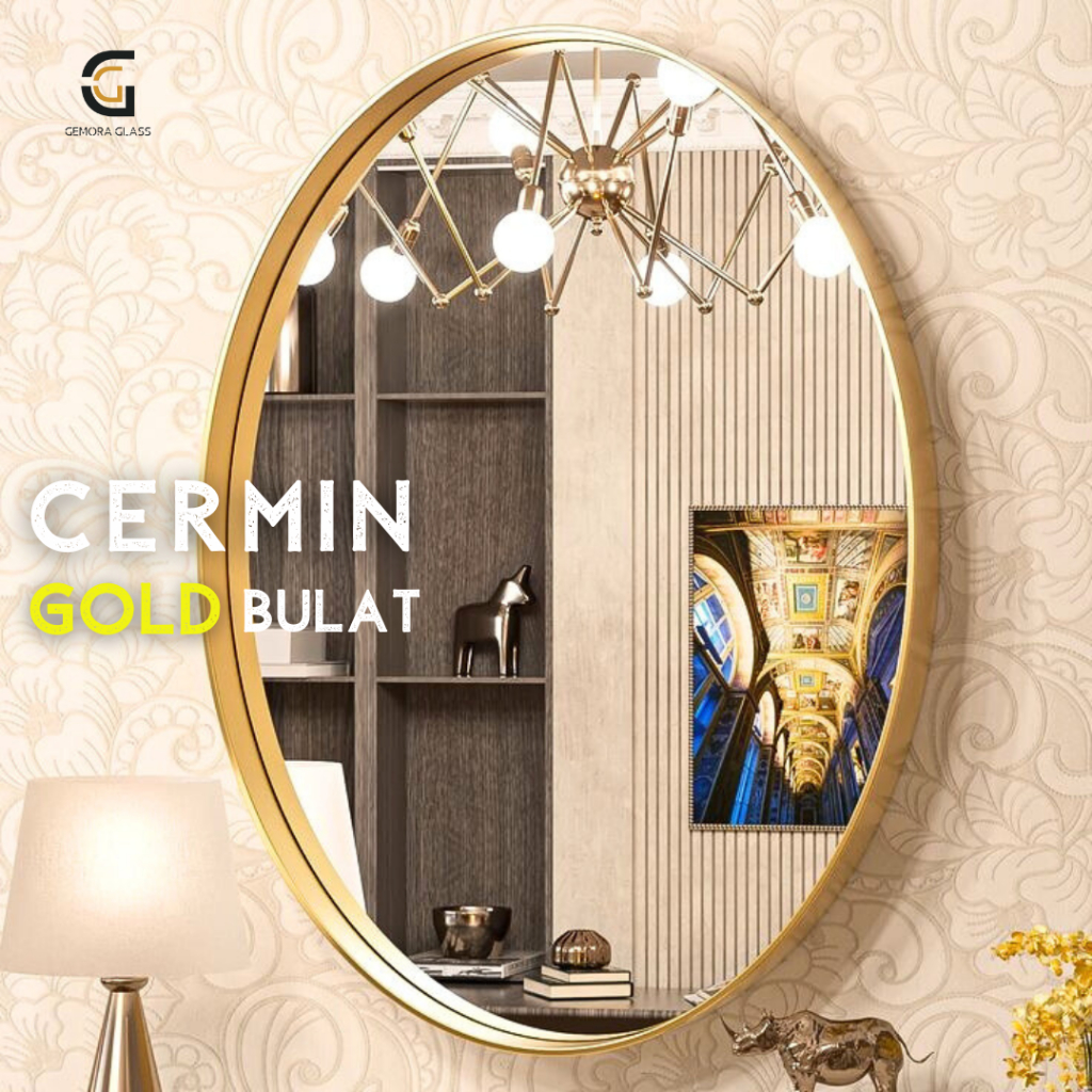 Jual Cermin Dinding Aesthetic Bulat Frame Gold (Free Packing Kayu ...
