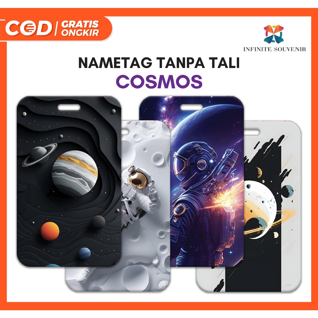 Jual (N009) Nametag COSMOS Universe Spaceman Tanpa Tali / Card Holder ...