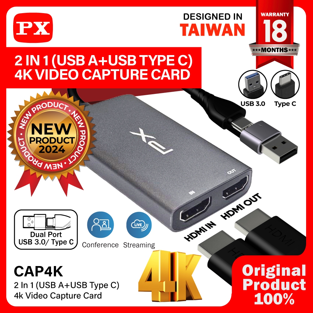 Jual Video Capture HDMI Card Video USB3.0 USB Type C with Loop PX CAP4K ...