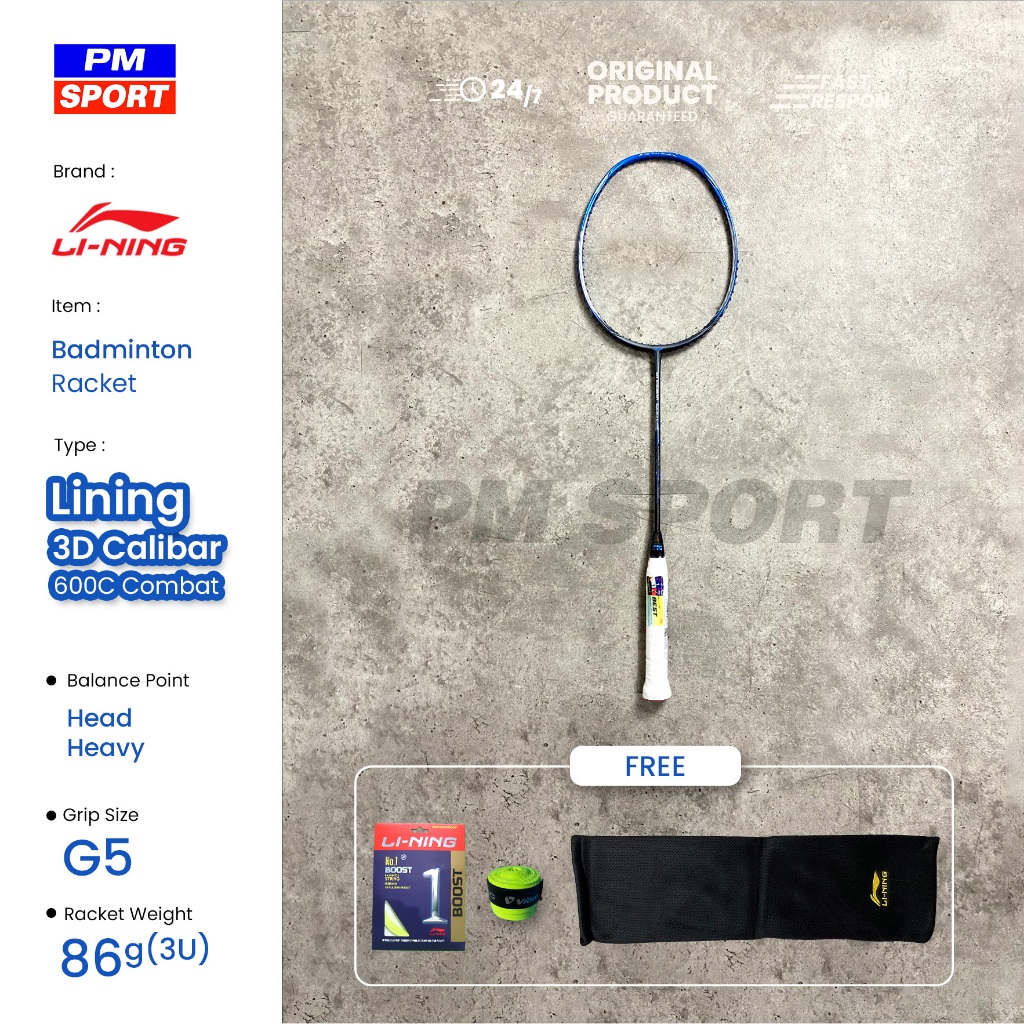 Jual RAKET BADMINTON / BULU TANGKIS LINING 3D CALIBAR 600C COMBAT ...