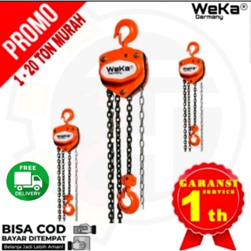 Jual TAKEL MANUAL/CHAIN BLOK 10 TON X 10 METER WEKA GERMANY | Shopee ...