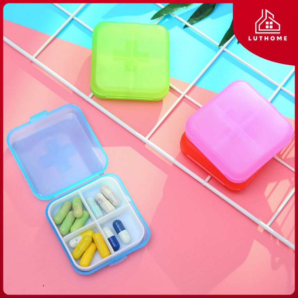 Jual Kotak Obat Pill Mini 4 Sekat Kotak Obat Travel Penyimpanan Obat ...