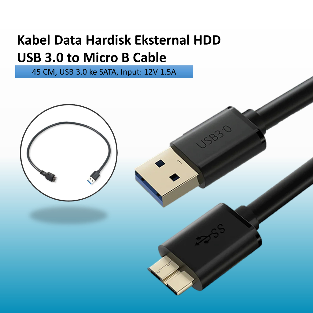 Jual Kabel Data Hardisk Eksternal HDD USB 3.0 to Micro B Cable Original ...