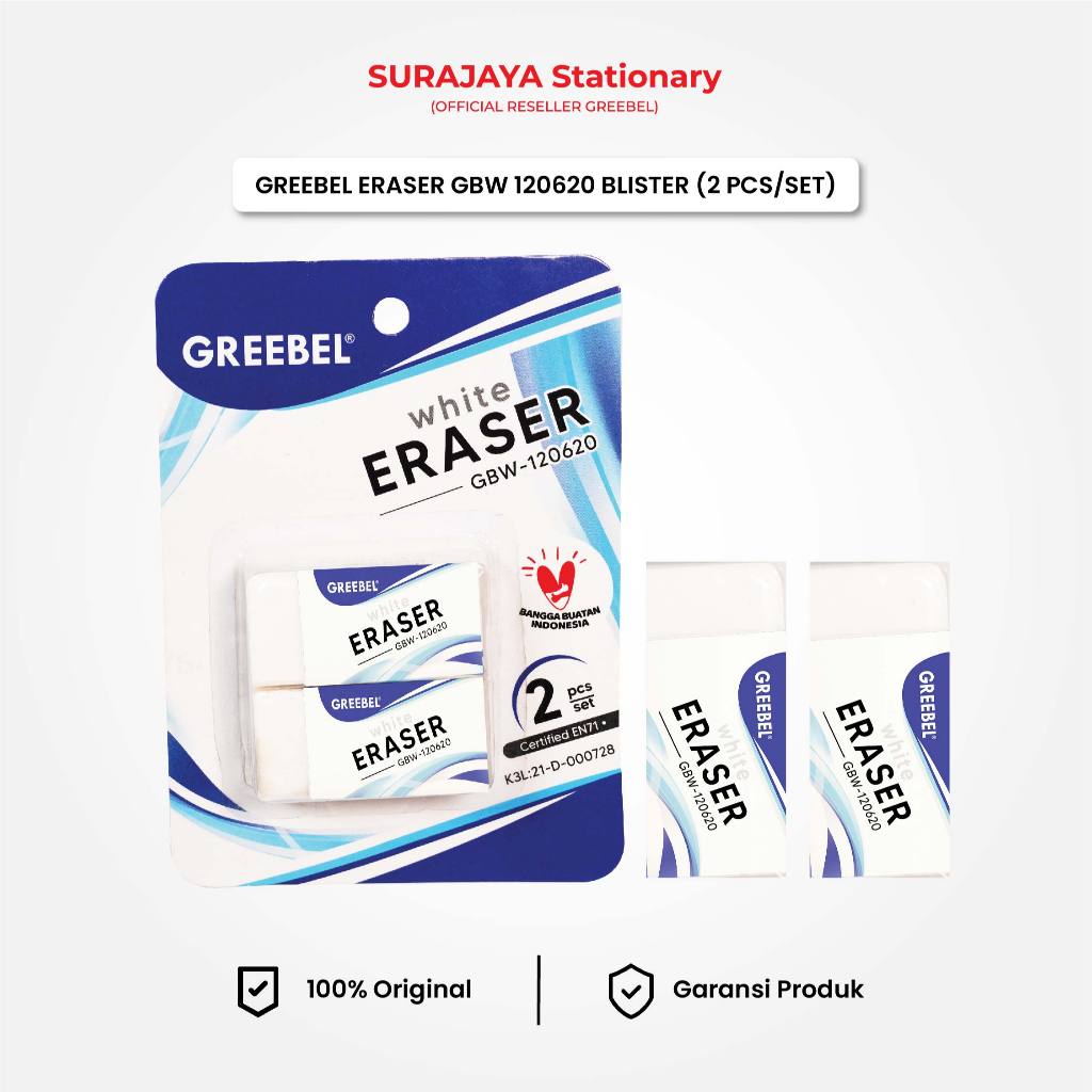 Jual GREEBEL ERASER GBW-120620 (2 PCS/SET) BLISTER | Shopee Indonesia