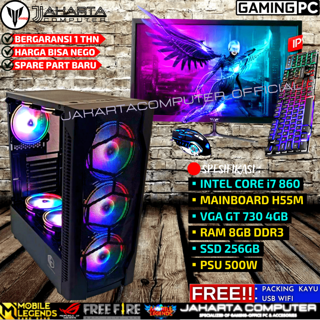 Jual PC GAMING CPU RAKITAN ADMIN KANTOR KASIR FULLSET I7 SSD 256GB RAM 8GB VGA 4GB SIAP PAKAI ...