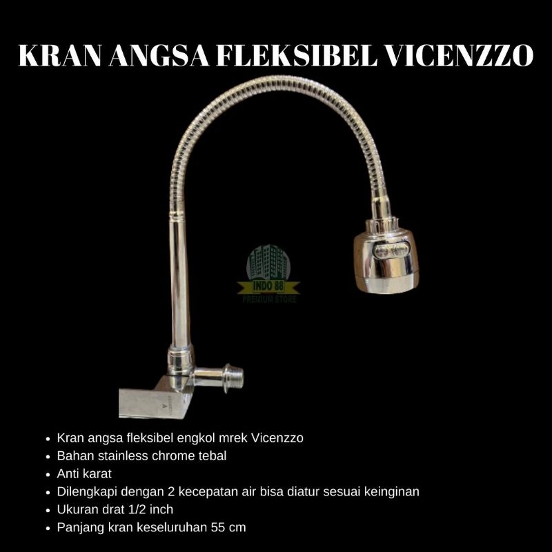 Jual KRAN ANGSA FLEXIBLE CHROME ENGKOL VICENZZO | Shopee Indonesia