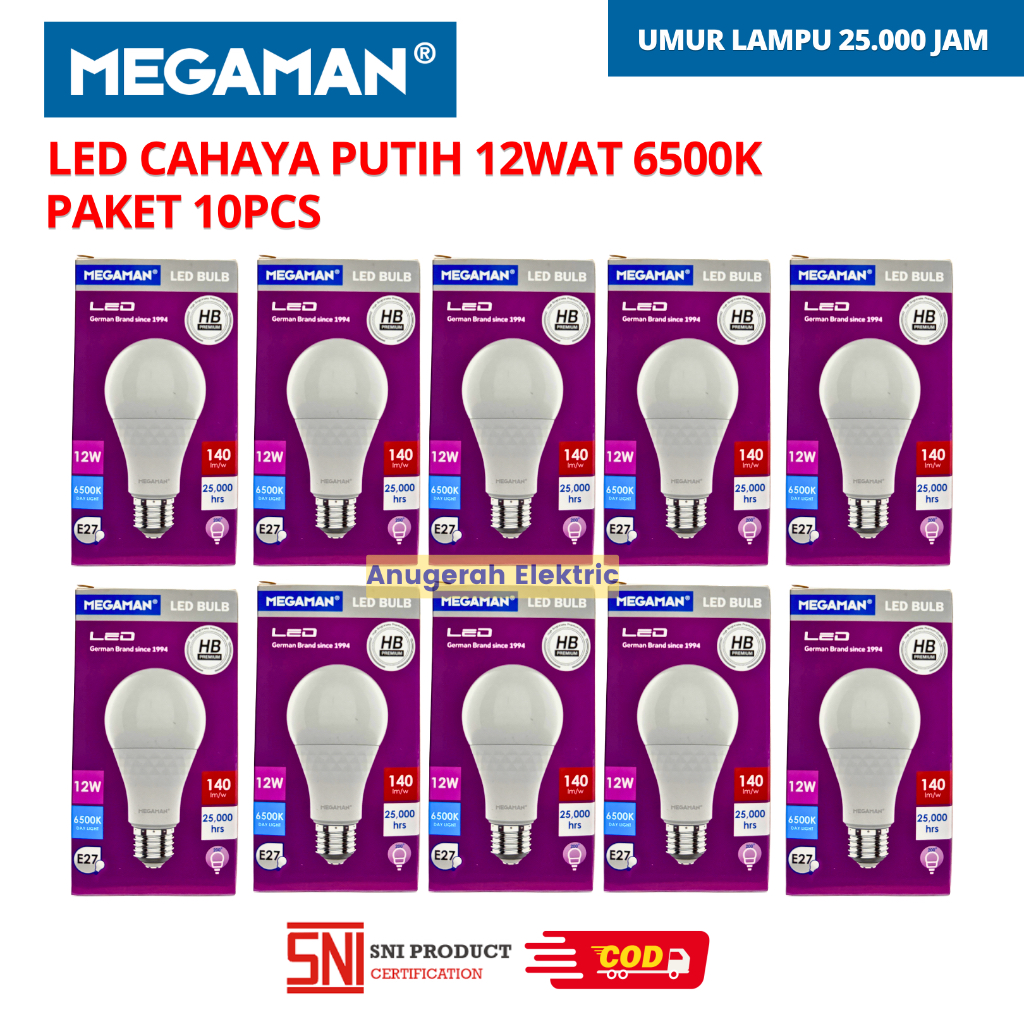 Jual PAKET 10pcs MEGAMAN Lampu LED Bohlam A BULB 4W 6W 8W 10W 12W 14W ...