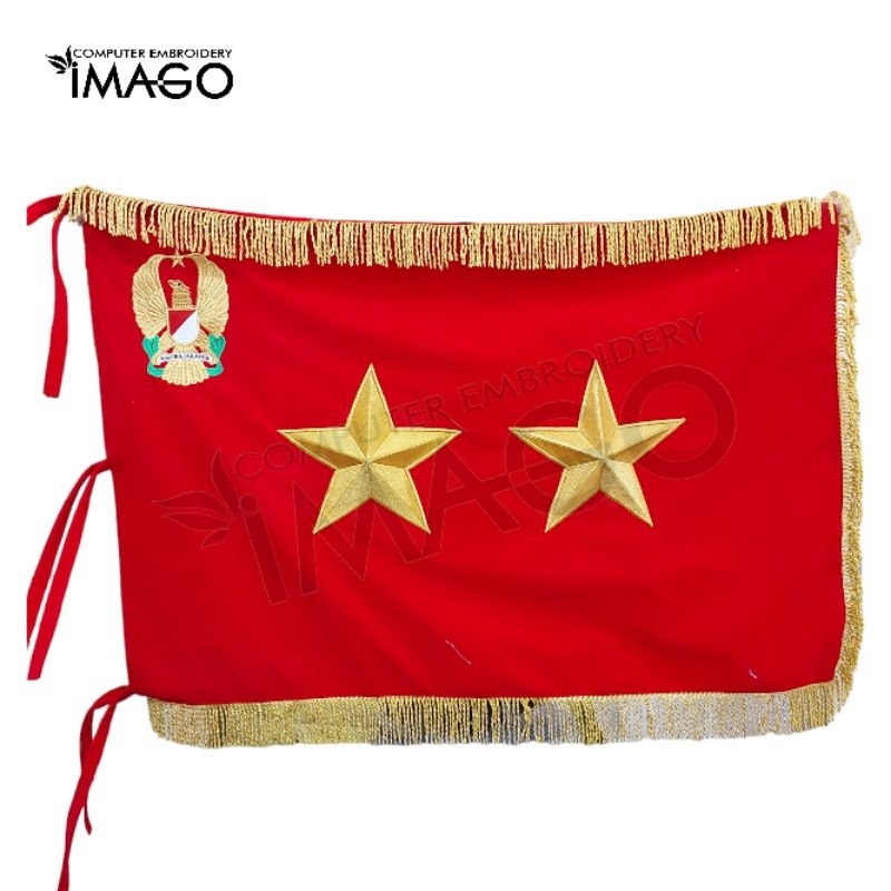 Jual Bendera Ruangan Pataka Rapati Bintang 2 Logo TNI AD Bordir ...