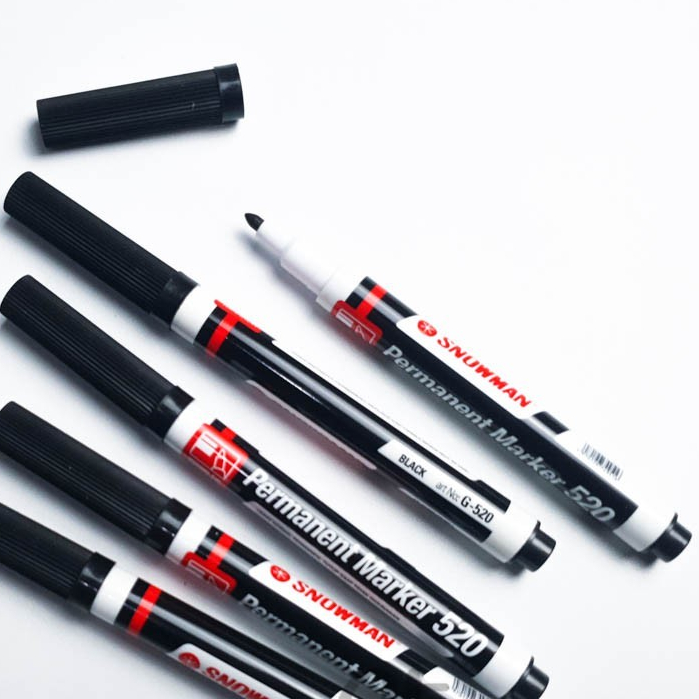 Jual Spidol kecil Permanen Marker 520 Snowman Spidol Permanent Hitam ...