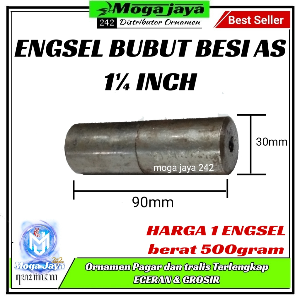 Jual engsel bubut 1¼ inch engsel pintu pagar besi as | Shopee Indonesia