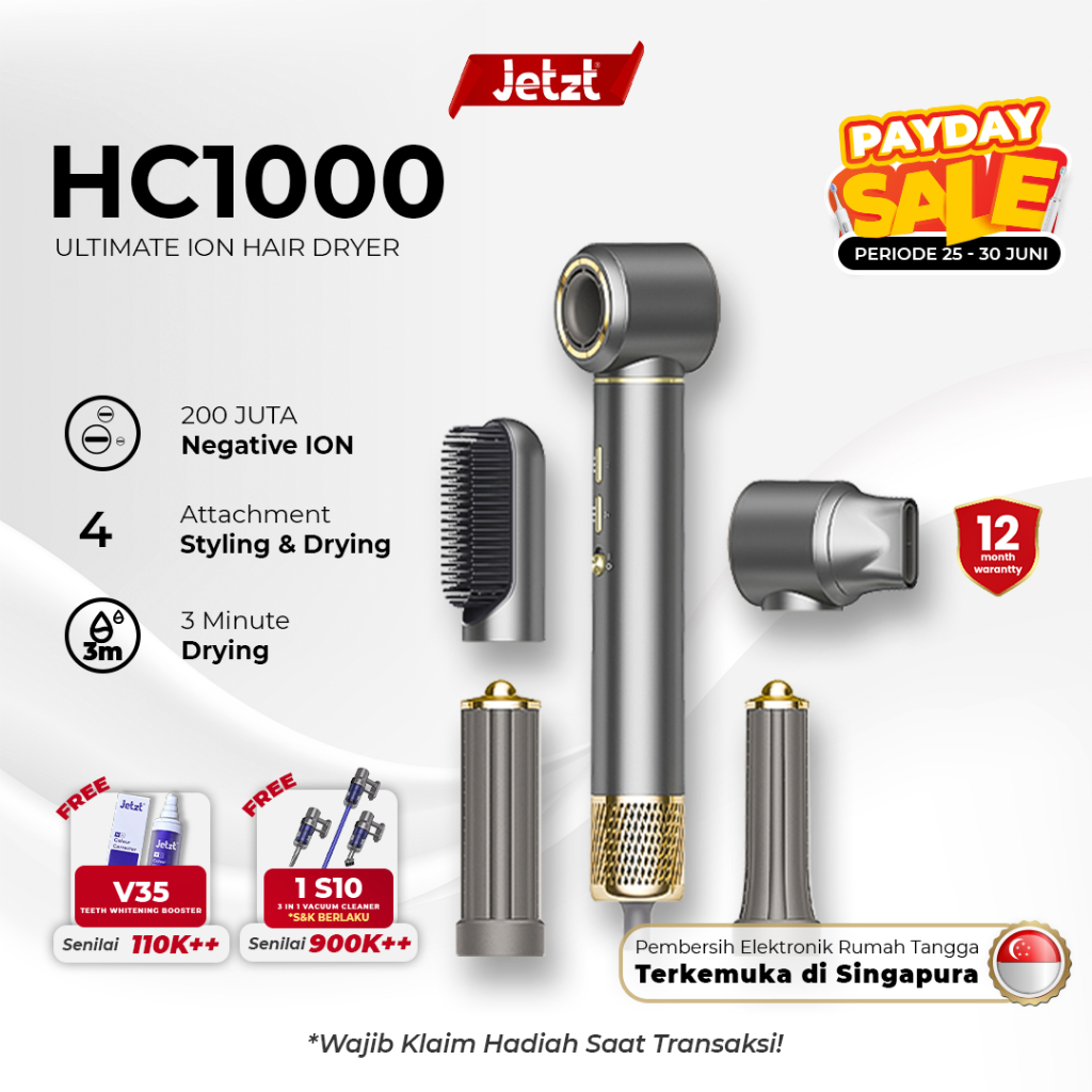 Jual JETZT HC1000 Hair Dryer 3 in 1 Pengering rambut 2 Juta ion negatif ...