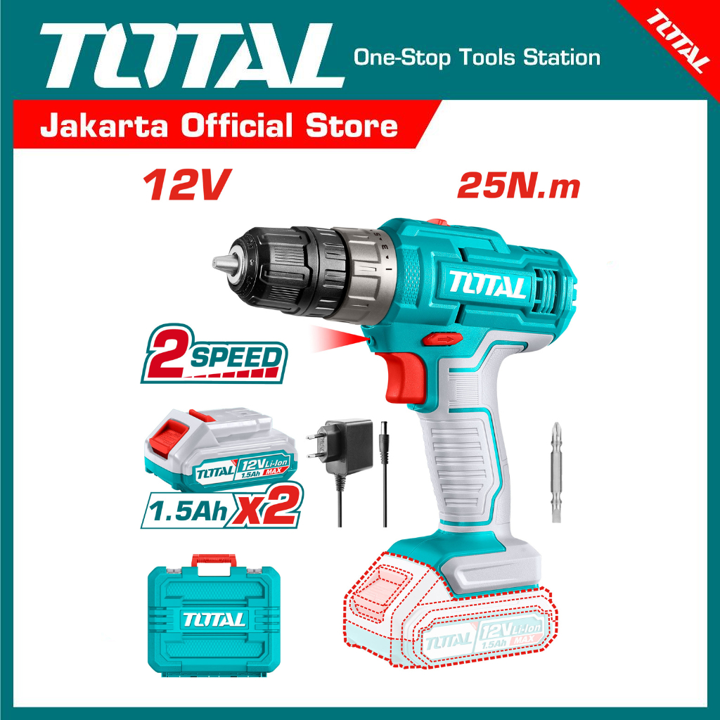 Jual TOTAL Cordless drill TDLI1228 - Bor Baterai Lengkap 12V | Shopee ...