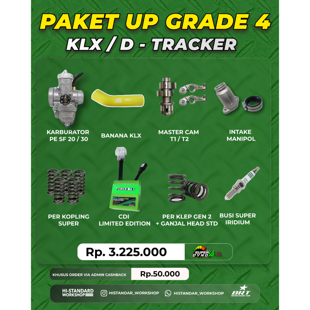 Jual (KLX 150/D-TRACKER) STAGE 4 FULL BRT MASTER CAM KARBURATOR PE SF ...
