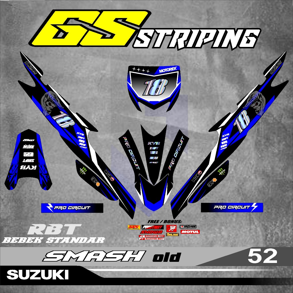 Jual Sticker Striping RBT SMASH OLD MOTOR RBT BEBEK MODIF SUPERMOTO YZ ...