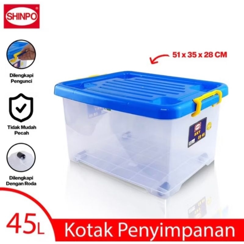 Jual Container Box 45Liter Kotak Penyimpanan Shinpo CB45 Sky Kontainer ...