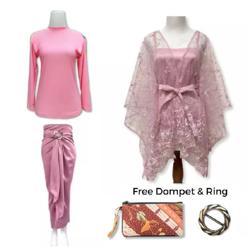 Jual ONE SET OUTER CARDIGAN ROK LILIT SATIN POLOS DAN ROK LILIT BATIK ...