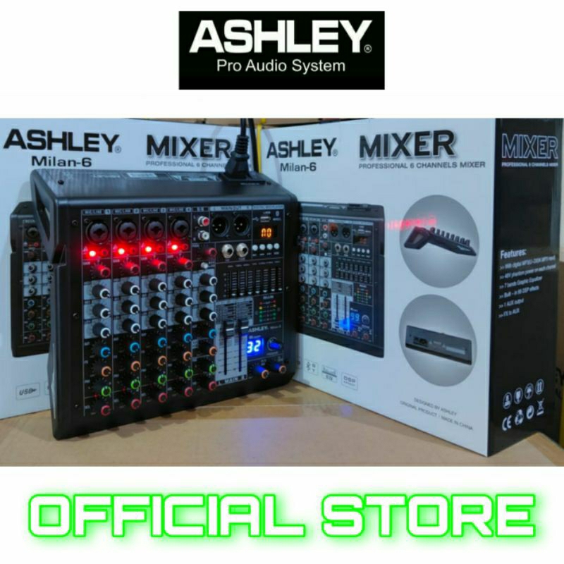 Jual mixer audio 6 channel original ashley milan 6 mixer karaoke usb ...