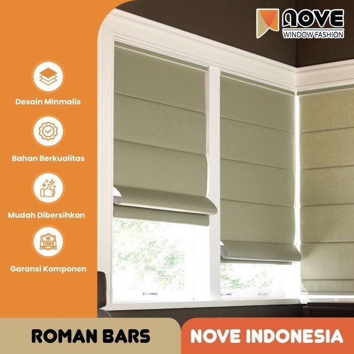 Jual Nove Roman Bars Blinds Water Proof Blackout 100% - Tirai Minimalis - KL - 3909 | Shopee ...