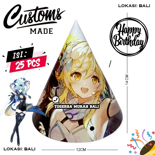 Jual TOPI ULTAH GENSHIN IMPACT TYPE B CUSTOM ISI 25PCS | Shopee Indonesia