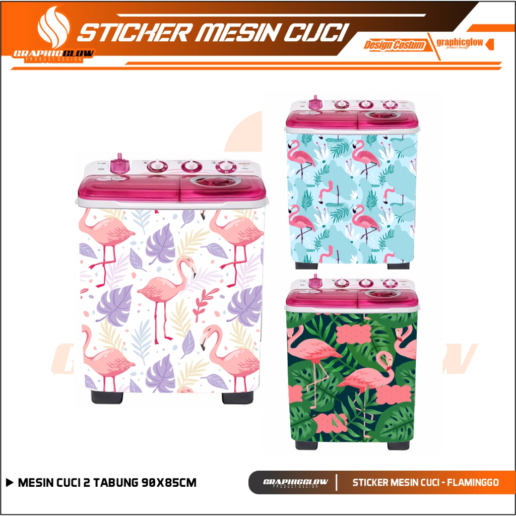 Jual STICKER MESIN CUCI 2 TABUNG STIKER MOTIF FLAMINGO ANTI AIR LEM ...