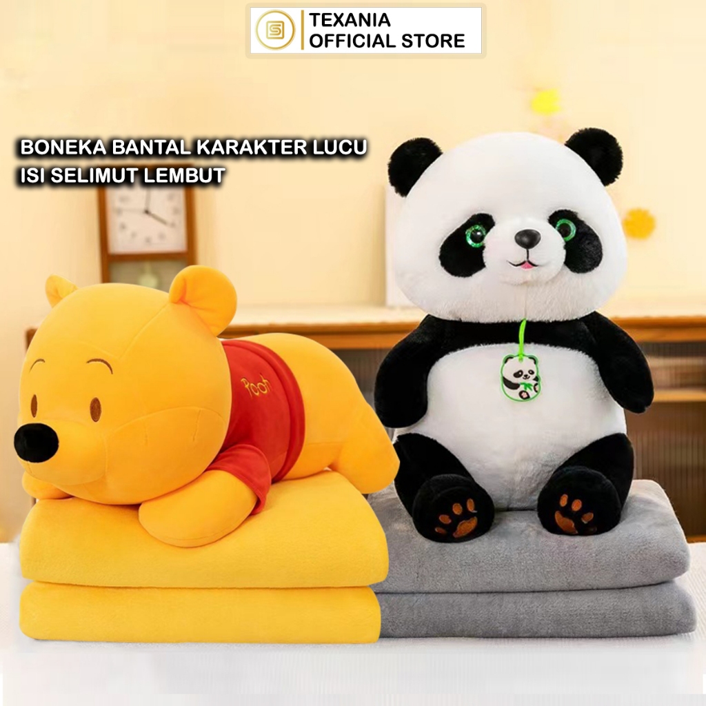 Jual TEXANIA Boneka Bantal Isi Selimut Karakter Lucu dan Menggemaskan ...