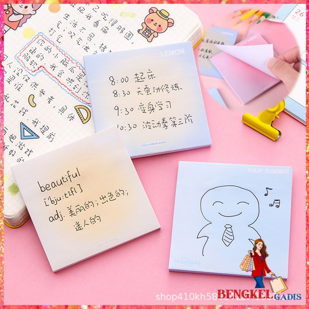 Jual BG Sticky Notes Gradasi Lucu Polos 50 Lembar Memo Tempel Gradasi ...